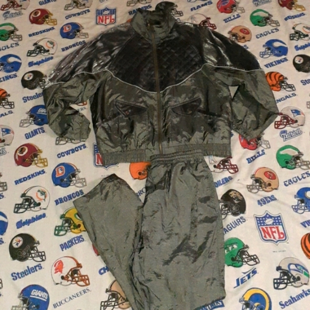 80s Tracksuit Nylon Jacket & Pants Vintage Outfit - Gem
